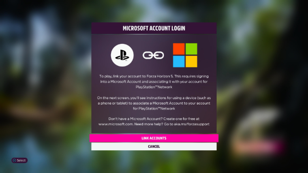 Link a Microsoft Account to a PlayStation Network Account in Forza ...