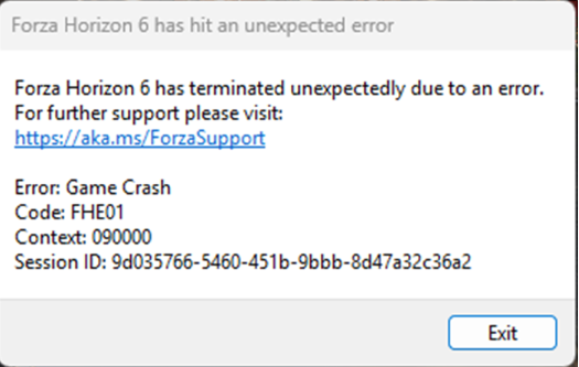 Forza Horizon 6 PC Crash Error Codes – Forza Support